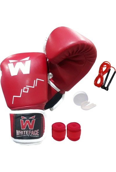 WhiteFace Boks Eldiveni & Kickboks Eldiveni & Muay Thai Eldiveni & Kick Boks Eldiveni + Bandaj + Dişlik + Atlama Ipi Seti WhiteFace Boks Eldiveni & Kickboks Eldiveni & Muay Thai Eldiveni & Kick Boks Eldiveni + Bandaj + Dişlik + Atlama Ipi Seti
