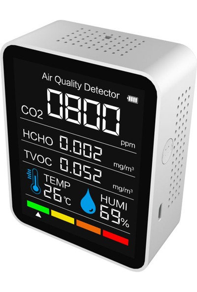 Lixada 5'i 1 Arada Co2 Metre Karbon Dioksit Dedektörü İç Mekan Hava Kalitesi Monitörü (Yurt Dışından)