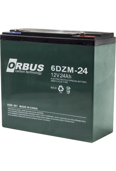 Orbus 12 Volt 24 Ah Elektrikli Bisiklet Aküsü Orbus (12V20AH-12V22AH Uyumlu