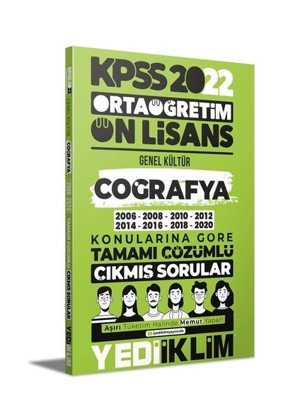 Yediiklim Yayınları KPSS 2022 Ortaöğretim Ön Lisans Genel Kültür Coğrafya Konularına Göre Tamamı Çözümlü Çıkmış Sorular Yediiklim Yayınları KPSS 2022 Ortaöğretim Ön Lisans Genel Kültür Coğrafya Konularına Göre Tamamı Çözümlü Çıkmış Sorular