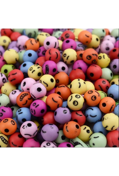 Subu Takı 100 Adet Emoji Top Boncuk Karışık Renkli Plastik Boncuk