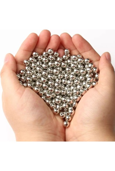 Subu Takı 8mm Metalize Nikel Renk Top Boncuk 100 Adet Subu Takı 8mm Metalize Nikel Renk Top Boncuk 100 Adet