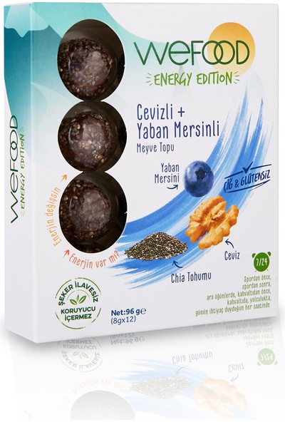 Wefood Energy Edition - Cevizli & Yaban Mersinli Meyve Topu 96 gr Wefood Energy Edition - Cevizli & Yaban Mersinli Meyve Topu 96 gr