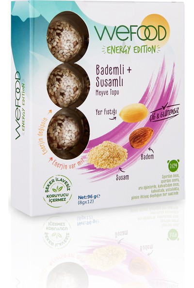 Wefood Energy Edition - Bademli & Susamlı Meyve Topu 96 gr Wefood Energy Edition - Bademli & Susamlı Meyve Topu 96 gr