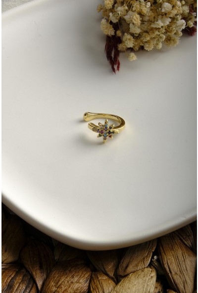 Lekka Design Altın Kaplama Renkli Taşlı Yıldız Kıkırdak Küpe Earcuff Lekka Design Altın Kaplama Renkli Taşlı Yıldız Kıkırdak Küpe Earcuff