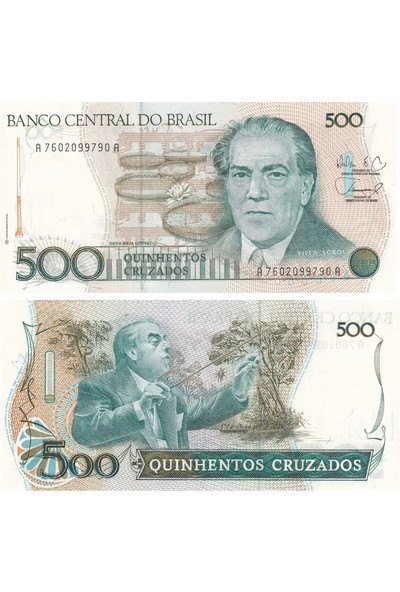 Benim Koleksiyonum Brezilya, 500 Cruzados (1986) P#212D Çil Eski Yabancı Kağıt Para Benim Koleksiyonum Brezilya, 500 Cruzados (1986) P#212D Çil Eski Yabancı Kağıt Para