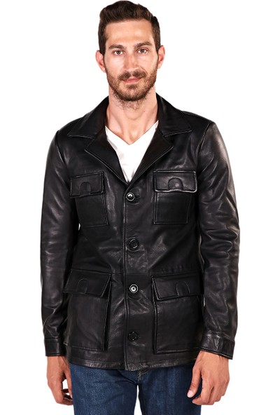 İmge Deri Torba Cepli Deri Ceket