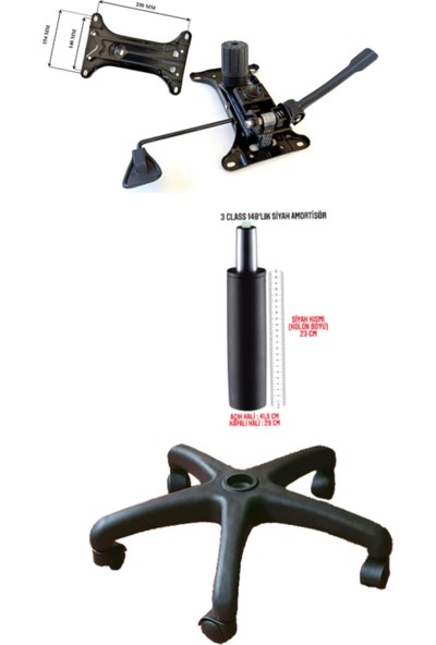 Tura Ofis 5 Adet Tekerlek+ Yıldız Ayak