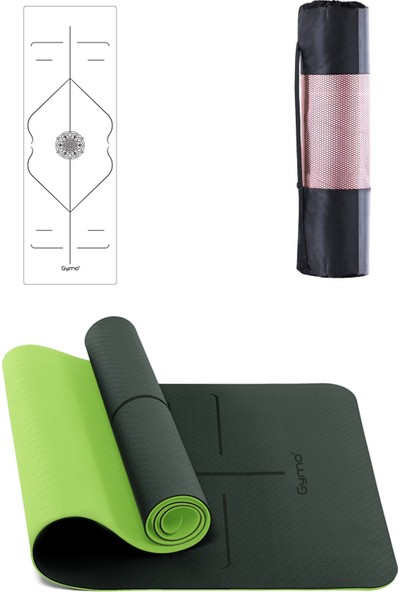 Gymo Hizalamalı 6mm Tpe Yoga Matı Pilates Minderi Neon Yeşil