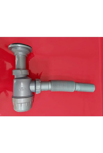 Yapıtaşı Esli Taslı Koku Önleyicili Körüklü Lavabo Gideri Sifonu Gri Renk Yapıtaşı Esli Taslı Koku Önleyicili Körüklü Lavabo Gideri Sifonu Gri Renk