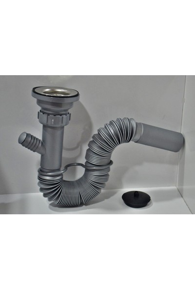 Yapıtaşı Çift Çıkışlı Sifon-Makina Çıkışlı Lavabo Gideri Sifonu Gri Renk-Koku Önleyici Tapalı Yapıtaşı Çift Çıkışlı Sifon-Makina Çıkışlı Lavabo Gideri Sifonu Gri Renk-Koku Önleyici Tapalı