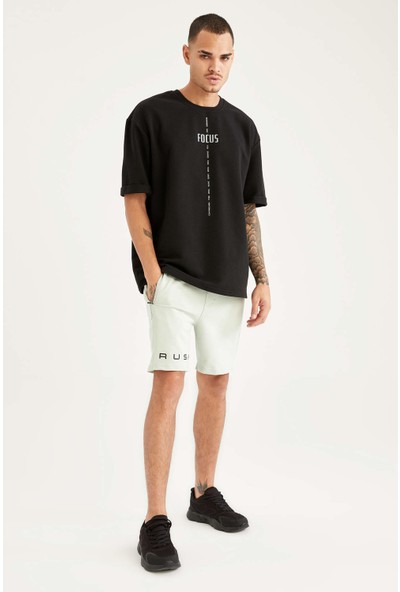 DeFacto Slim Fit Yazı Baskılı Spor Şort W2299Az21Hs