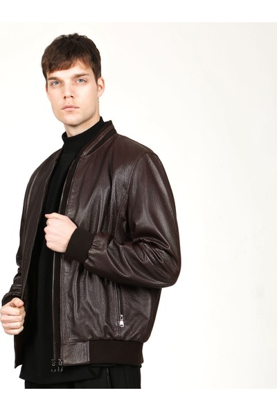 Dericlub Kolej Jumbo Büyük Beden Deri Erkek Mont