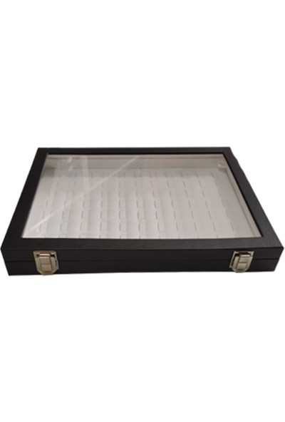 kutuveaksesuar Camlı Yüzük Kutusu Tırnaklı Beyaz