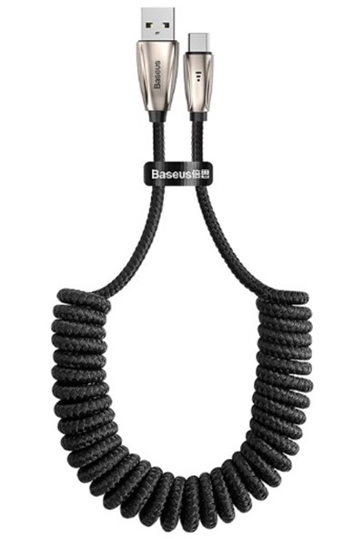 Baseus Aita LED Işıklı Spiral Kablo USB To Type-C 3A Hızlı Şarj Kablosu 1 Metre CATAT-A01 Baseus Aita LED Işıklı Spiral Kablo USB To Type-C 3A Hızlı Şarj Kablosu 1 Metre CATAT-A01