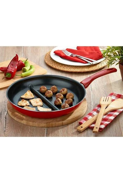 Papilla Redio Cingöz Bölmeli Tava 30 cm Kırmızı Papilla Redio Cingöz Bölmeli Tava 30 cm Kırmızı