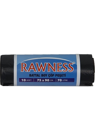 Rawness 75X90 Siyah Battal Boy Çöp Poşeti 300 gr 10 Lu 1 Rulo Rawness 75X90 Siyah Battal Boy Çöp Poşeti 300 gr 10 Lu 1 Rulo