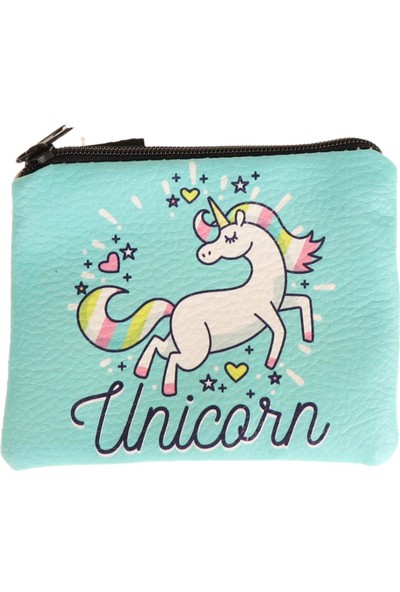 Attach Su Yeşili Renkli At Tasarımlı Süet Bozuk Para Cüzdanı