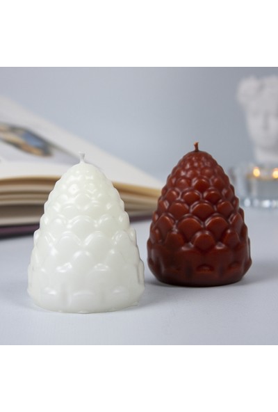 Mument Kozalak 2'li Mum Seti Krem-Kahverengi