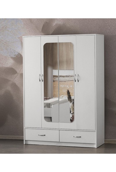 Bambinognc 4 Kapılı Dolap Gardırop 120 cm Alttan Çekmeceli