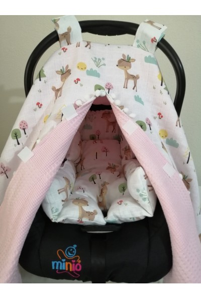 Babylifehome Pikeli Muslin Kumaştan Puset Örtüsü ve Minderi Babylifehome Pikeli Muslin Kumaştan Puset Örtüsü ve Minderi