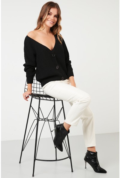 Lela Düğmeli V Yaka Örme Hırka Kadın HIRKA 6071294