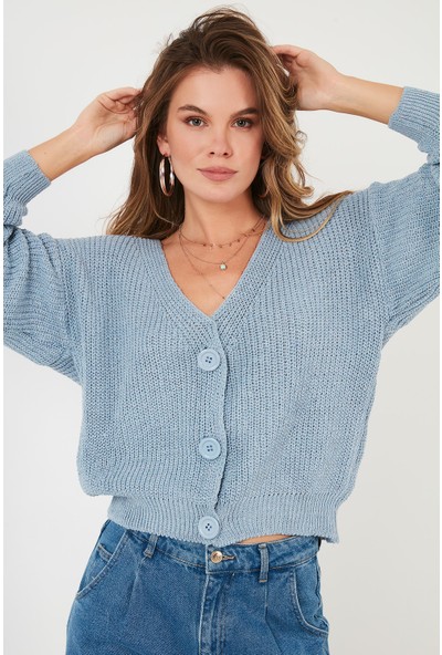 Lela Düğmeli V Yaka Örme Hırka Kadın HIRKA 6071294