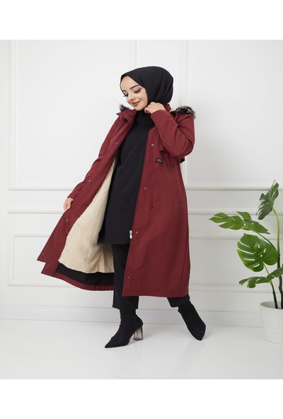 Kmk Water Prof Bordo Içi Kürklü Kışlık Battal Mevsimlik Mont & Kaban