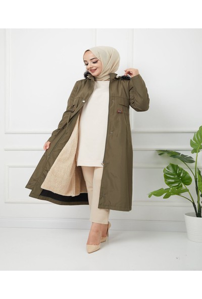 Kmk Water Prof Haki Içi Kürklü Kışlık Battal Mevsimlik Mont & Kaban