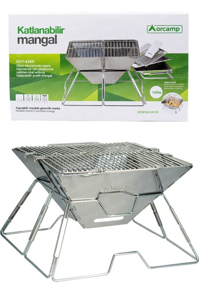Orcamp Katlanabilir Paslanmaz Çelik Mangal + Taşıma Çantası