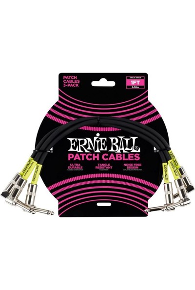 Ernıe Ball P06075 1ft / 3\'lü Paket Siyah Kablo
