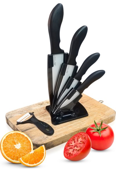 Miracle Seramik Bıçak Seti Standlı Siyah 6 Parça Miracle Seramik Bıçak Seti Standlı Siyah 6 Parça