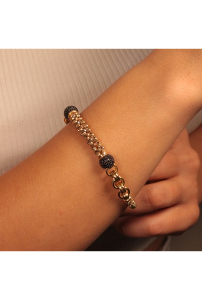 Adil Idil Kuyumculuk Taşlı Dorikalı Kalın Hasır Zincir Künye