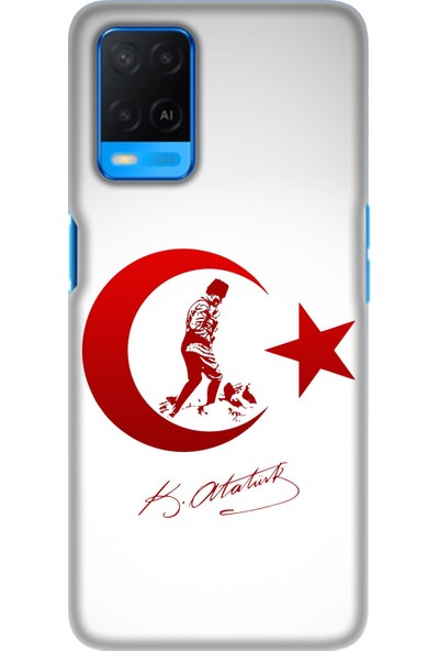 Gramaphone Oppo A54 Kılıf Hd Baskılı Kılıf - Ay Yıldız Atatürk