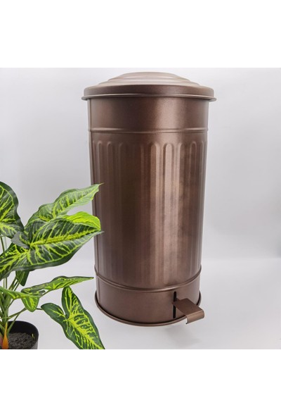 The Mia Galvaniz Basmalı 24 Lt Çöp Kovası Koyu Kahve 30 x 50 cm KRN0018 The Mia Galvaniz Basmalı 24 Lt Çöp Kovası Koyu Kahve 30 x 50 cm KRN0018