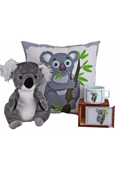 Koala Tasarımlı Büyük Yastık Yastık Koala Peluş Oyuncak Afacan Koala Kutulu Kupa Hediye Seti Koala Tasarımlı Büyük Yastık Yastık Koala Peluş Oyuncak Afacan Koala Kutulu Kupa Hediye Seti