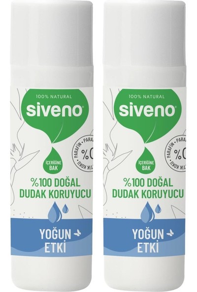 Siveno %100 Doğal Dudak Koruyucu Yoğun Etki 6 gr 2 Adet Siveno %100 Doğal Dudak Koruyucu Yoğun Etki 6 gr 2 Adet