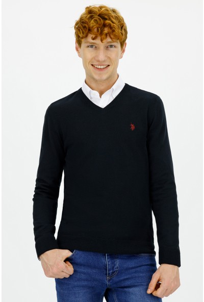 U.S. Polo Assn. Siyah Triko Kazak Basic 50237037-VR046 U.S. Polo Assn. Siyah Triko Kazak Basic 50237037-VR046