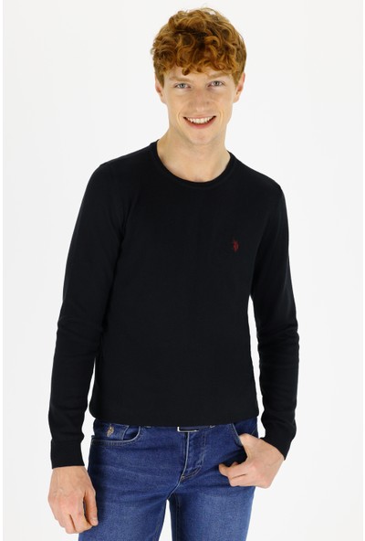 U.S. Polo Assn. Siyah Triko Kazak Basic 50237036-VR046 U.S. Polo Assn. Siyah Triko Kazak Basic 50237036-VR046