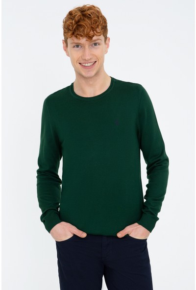 U.S. Polo Assn. Yeşil Triko Kazak Basic 50237036-VR054 U.S. Polo Assn. Yeşil Triko Kazak Basic 50237036-VR054