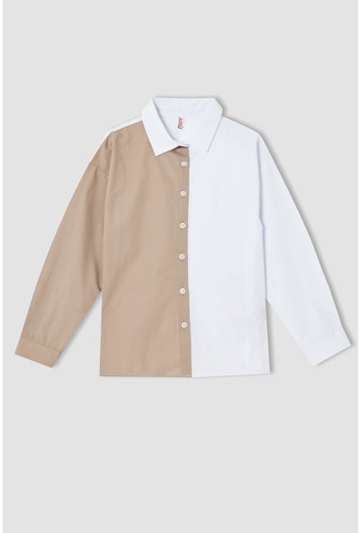 DeFacto Kız Çocuk Regular Fit Renk Bloklu Gömlek W0925A621Au