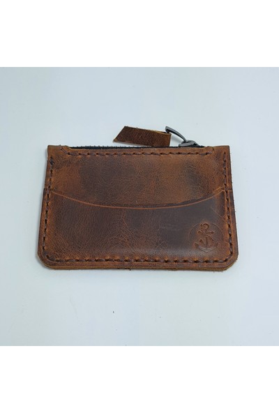 El Yapımı Deri Fermuarlı Kartlık