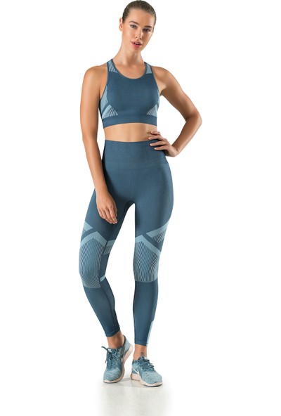 Modanty Takım Dikişsiz Spor Mavi Spor Büstiyer ve Tayt Örme Seamless Iç Göstermez Toparlayıcı Modanty Takım Dikişsiz Spor Mavi Spor Büstiyer ve Tayt Örme Seamless Iç Göstermez Toparlayıcı