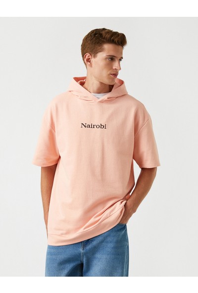 Koton Kısa Kollu Sweatshirt Kapşonlu