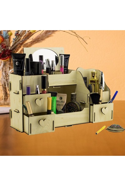 Ahşap Şehri Özel Tasarım Büyük Boy Kozmetik Organizer