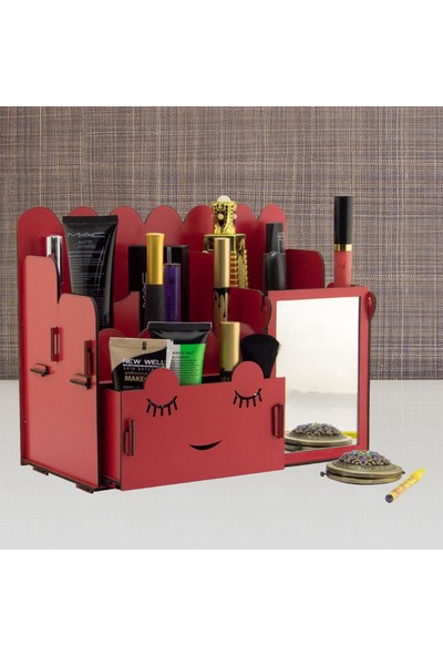 Ahşap Şehri Trendlife Ahşap Dekoratif Tasarım Kozmetik Organizer