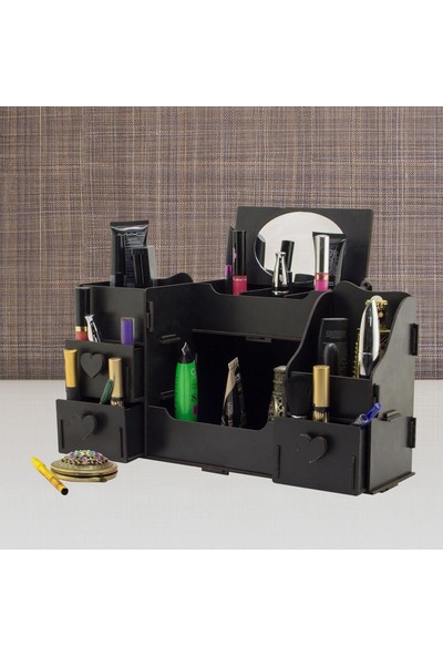 Ahşap Şehri Magiclife Ahşap Büyük Boy Dekoratif Tasarım Kozmetik Organizer