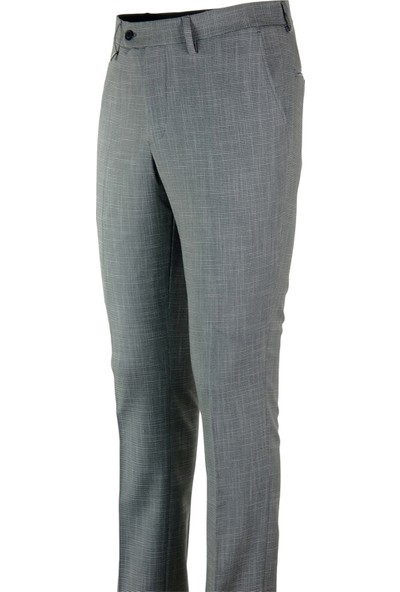 İmza Gri Desenli Slim Fit Pantolon