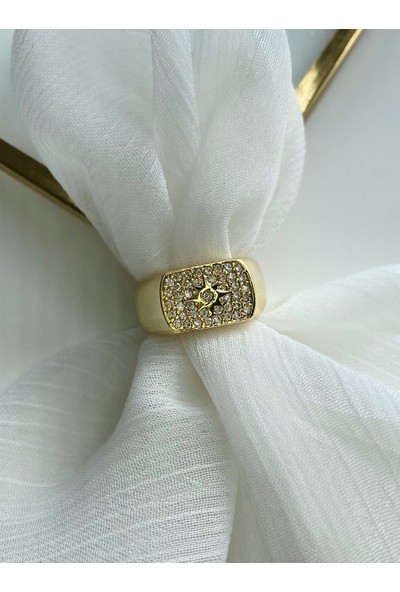 Misshing Zirkon Taş Ayarlanabilir Gold Yüzük