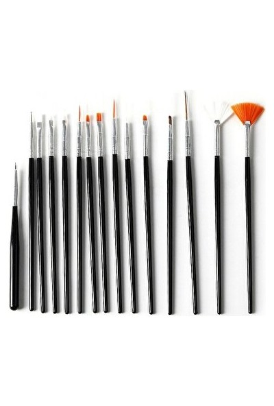 Xolo Tırnak Desen Fırçası 20 Adet Özel Tırnak Seti Siyah Saplı
